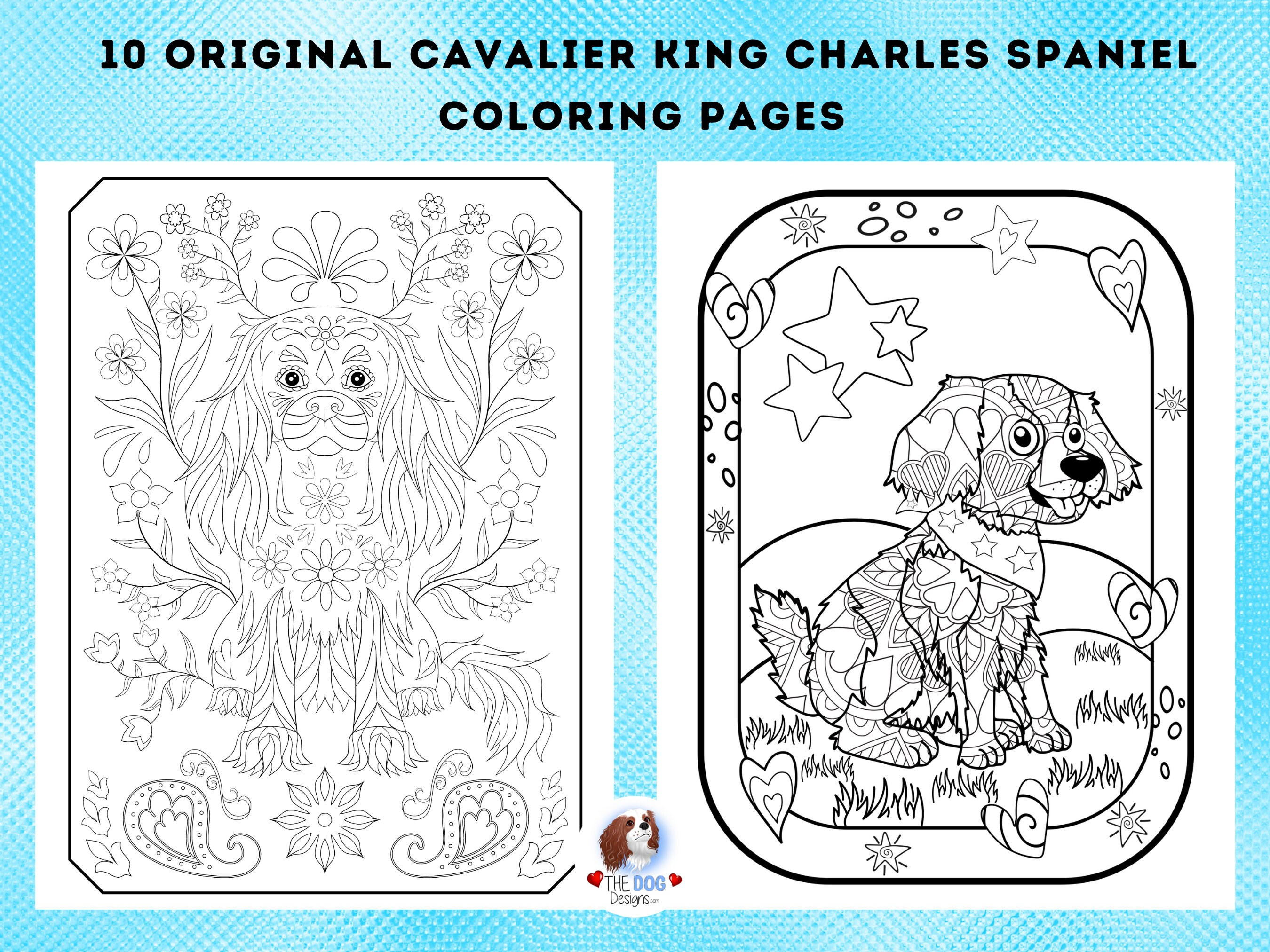Cavalier King Charles Spaniel Adult Coloring Book Pages | Dog Colouring ...