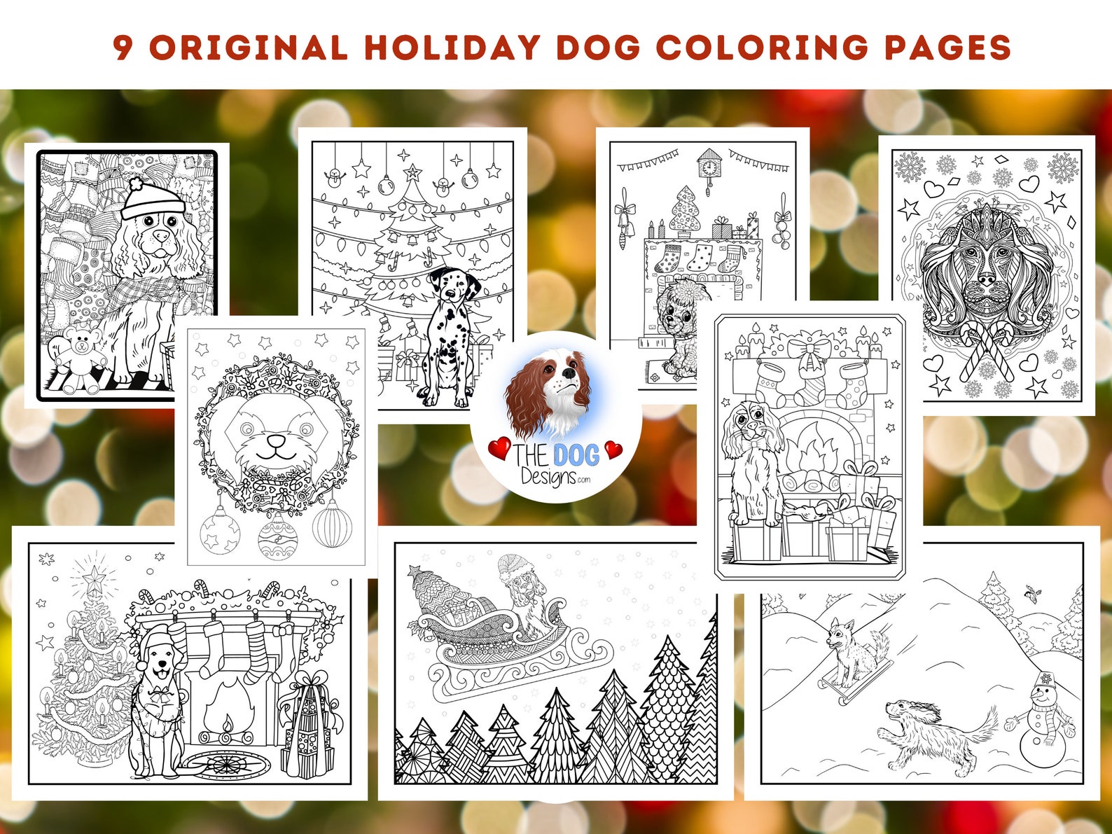 Christmas and Holiday Dog Breed Coloring Book Pages and Printable ...