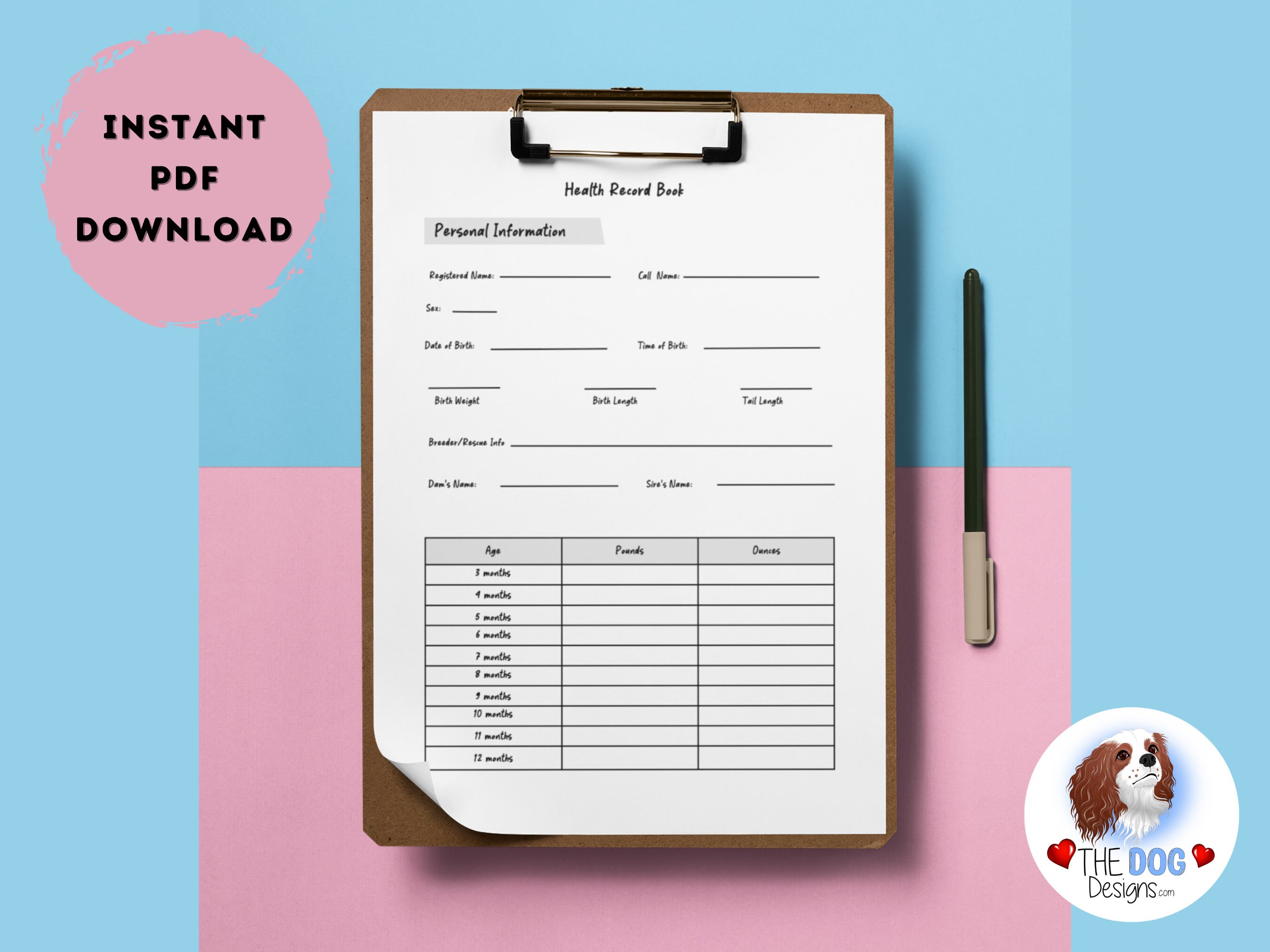 New Puppy Planner, Puppy Dog Health Record, Dog Training Planner, Puppy ...