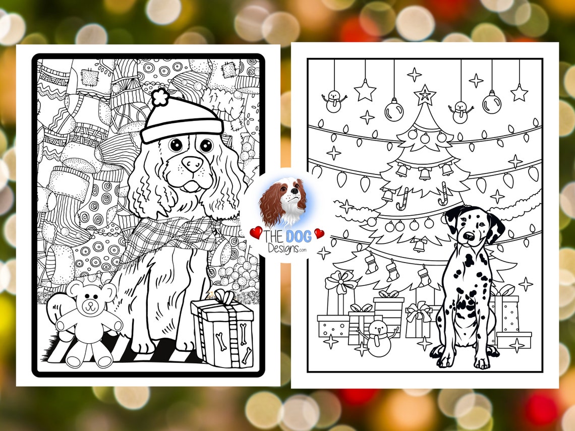 Christmas and Holiday Dog Breed Coloring Book Pages and - Etsy