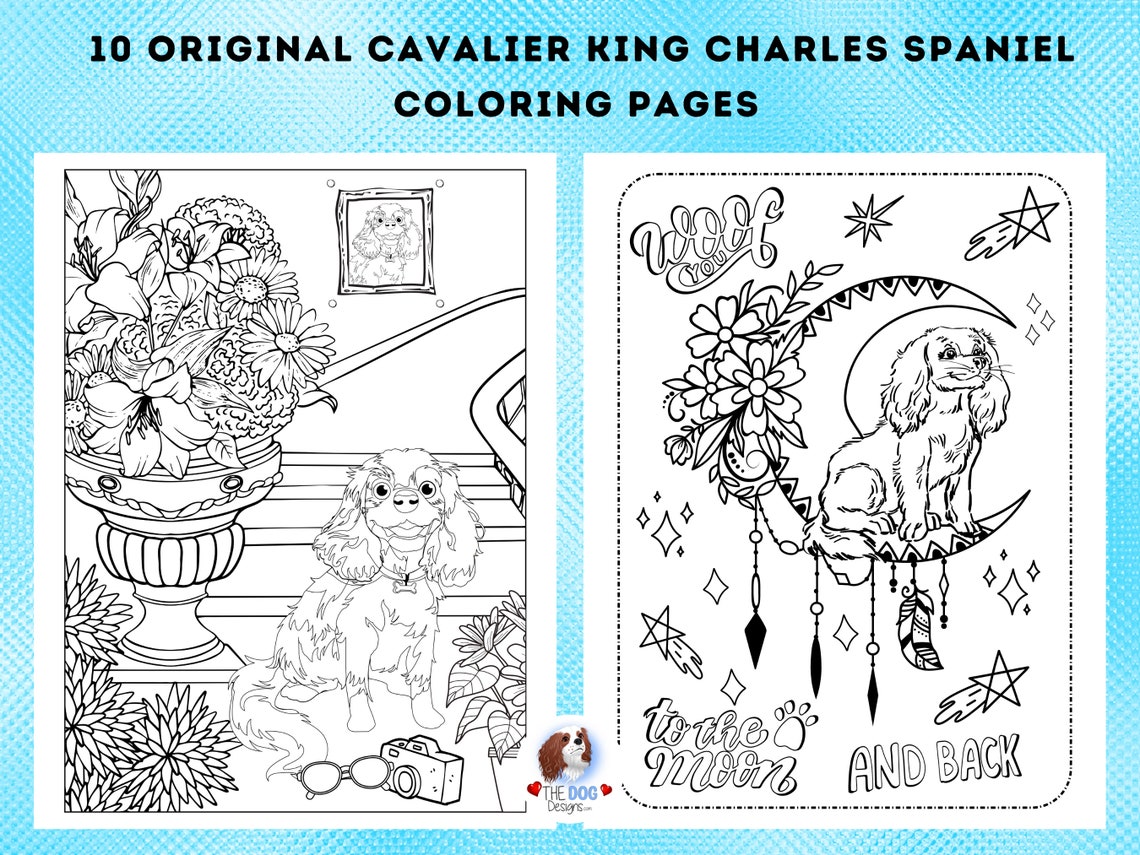 Cavalier King Charles Spaniel Adult Coloring Book Pages Dog Colouring ...