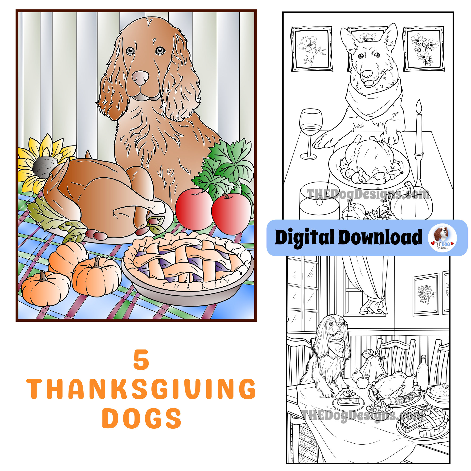5 Adult Thanksgiving Dog Coloring Pages Printable Coloring Pages for ...