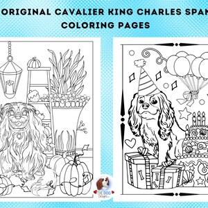 Cavalier King Charles Spaniel Adult Coloring Book Pages Vol. 2| Dog ...