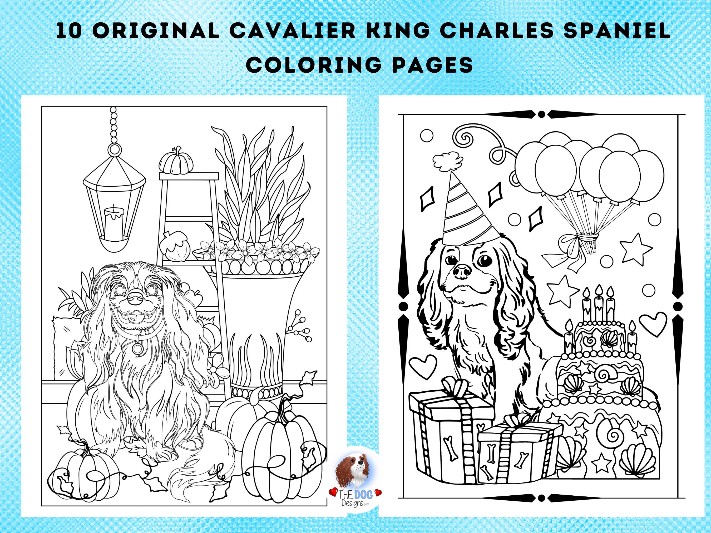 Cavalier King Charles Spaniel Adult Coloring Book Pages Vol. 2| Dog ...
