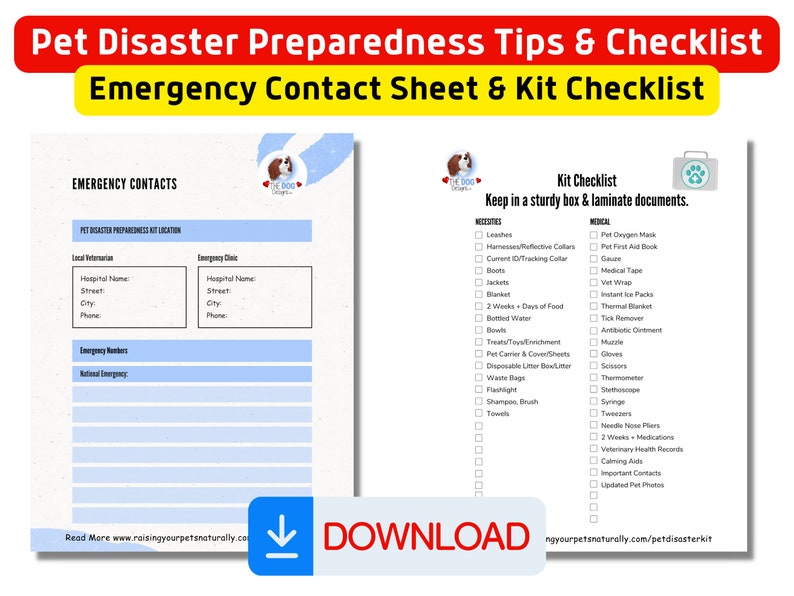 Pet, Dog Emergency Preparedness Planner and Checklist, Dog, Pet, First ...