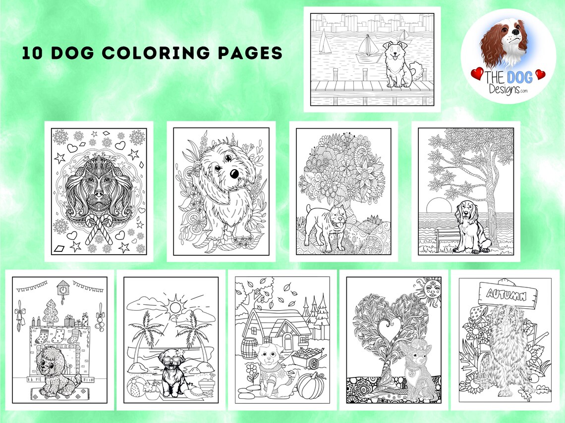 Cute Dog Breed Coloring Book Pages and Printable Sheets Dogs With ...
