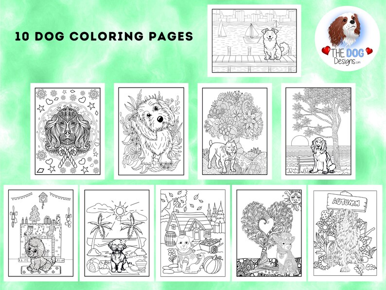 Cute Dog Breed Coloring Book Pages and Printable Sheets Dogs With ...