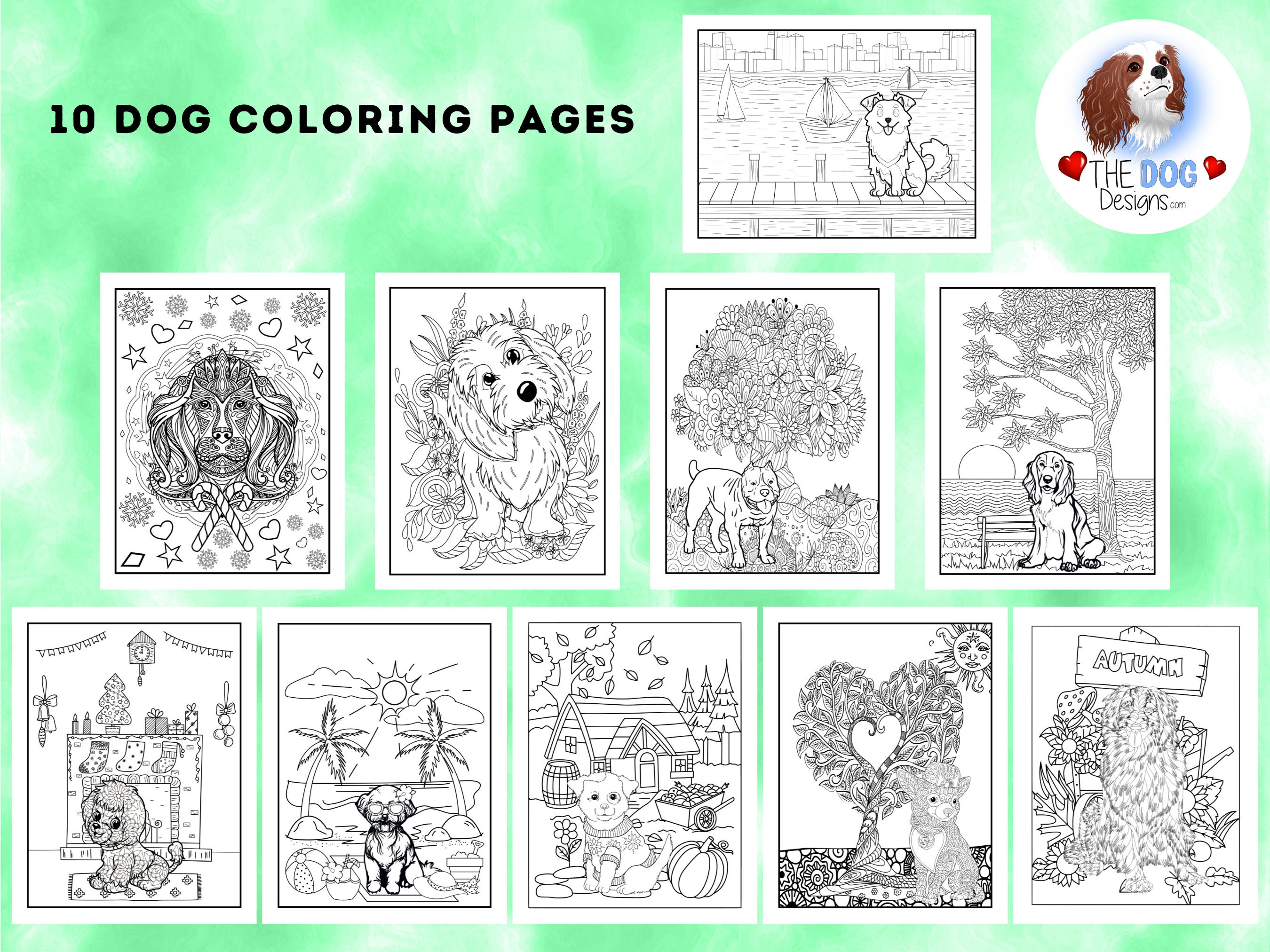 Cute Dog Breed Coloring Book Pages and Printable Sheets Dogs With ...