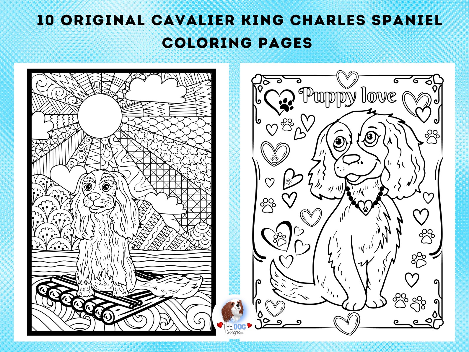 Cavalier King Charles Spaniel Adult Coloring Book Pages | Dog Colouring ...