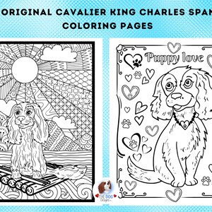 Cavalier King Charles Spaniel Adult Coloring Book Pages | Dog Colouring ...