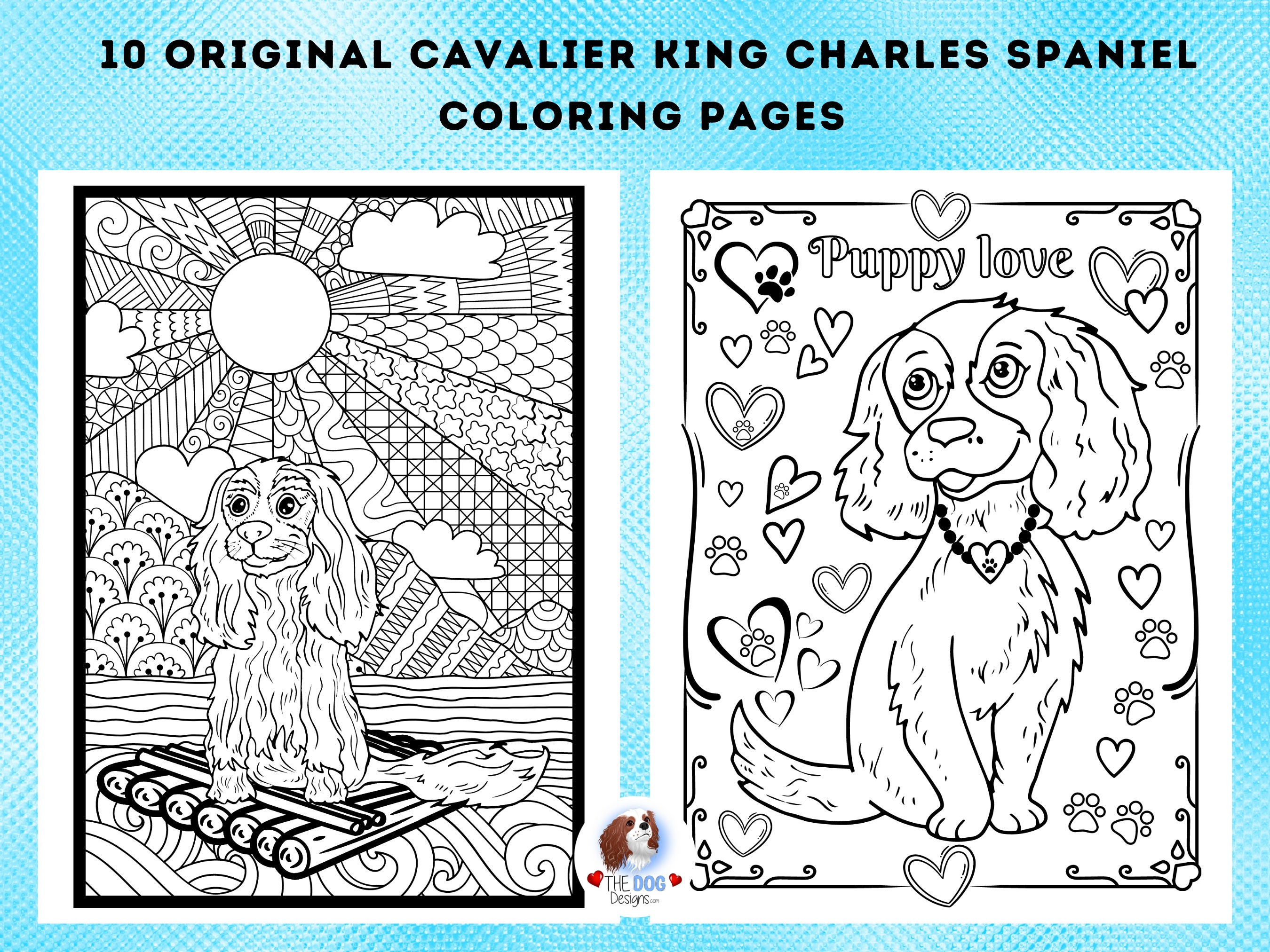 Cavalier King Charles Spaniel Adult Coloring Book Pages | Dog Colouring ...