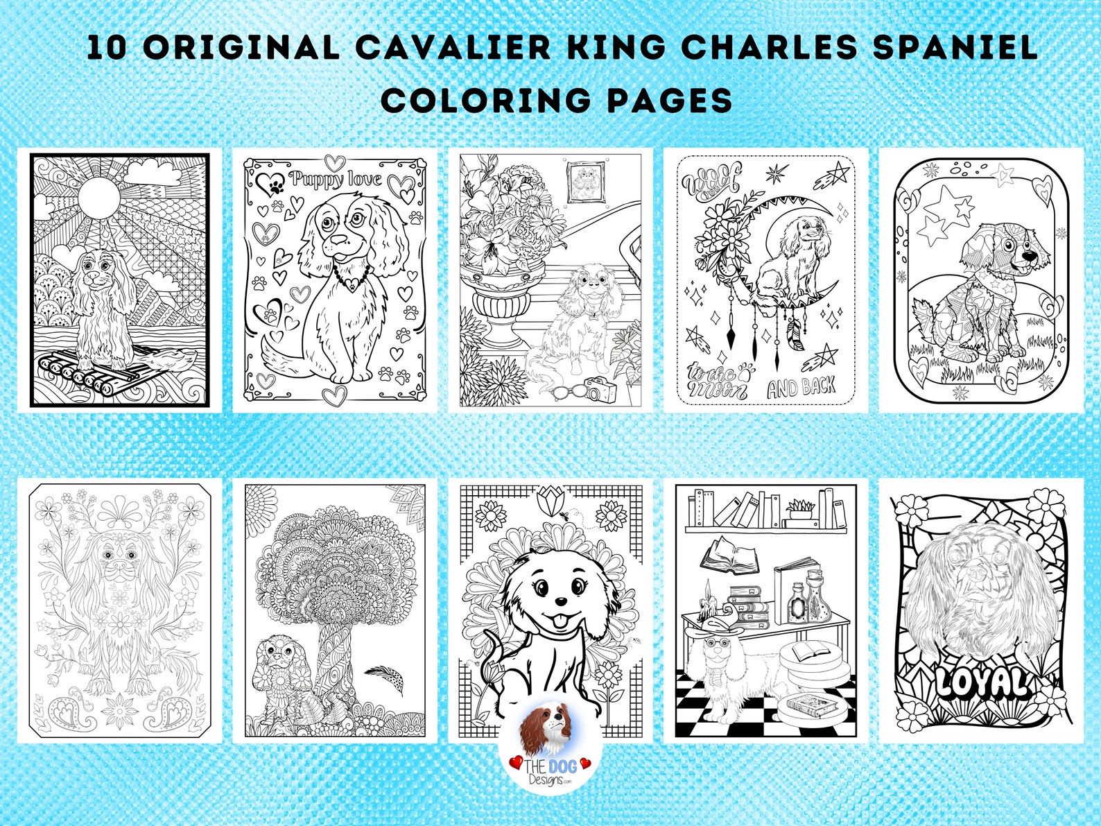 Cavalier King Charles Spaniel Adult Coloring Book Pages | Dog Colouring ...