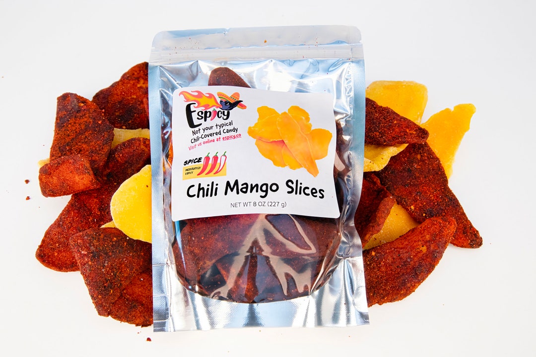 Spicy Chili Covered Dried Mango Slices 8oz - Spicy Chamoy Candy ...