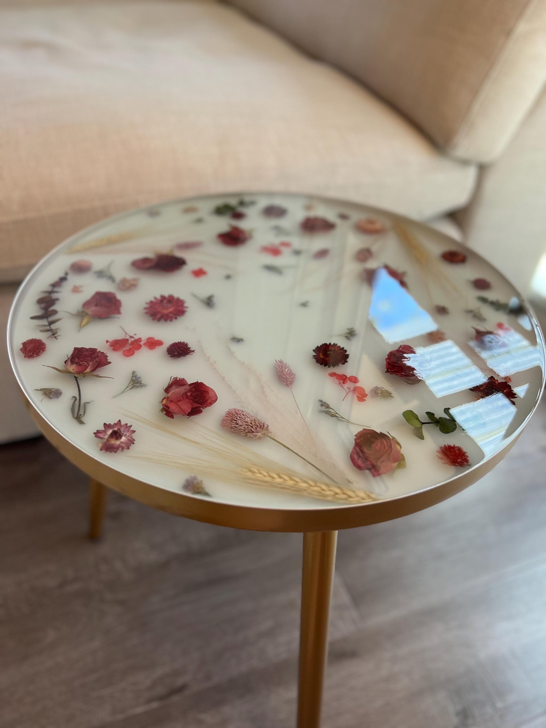 Epoxy Coffee Table, Side Table Floral Handcrafted Epoxy Small Table - Etsy