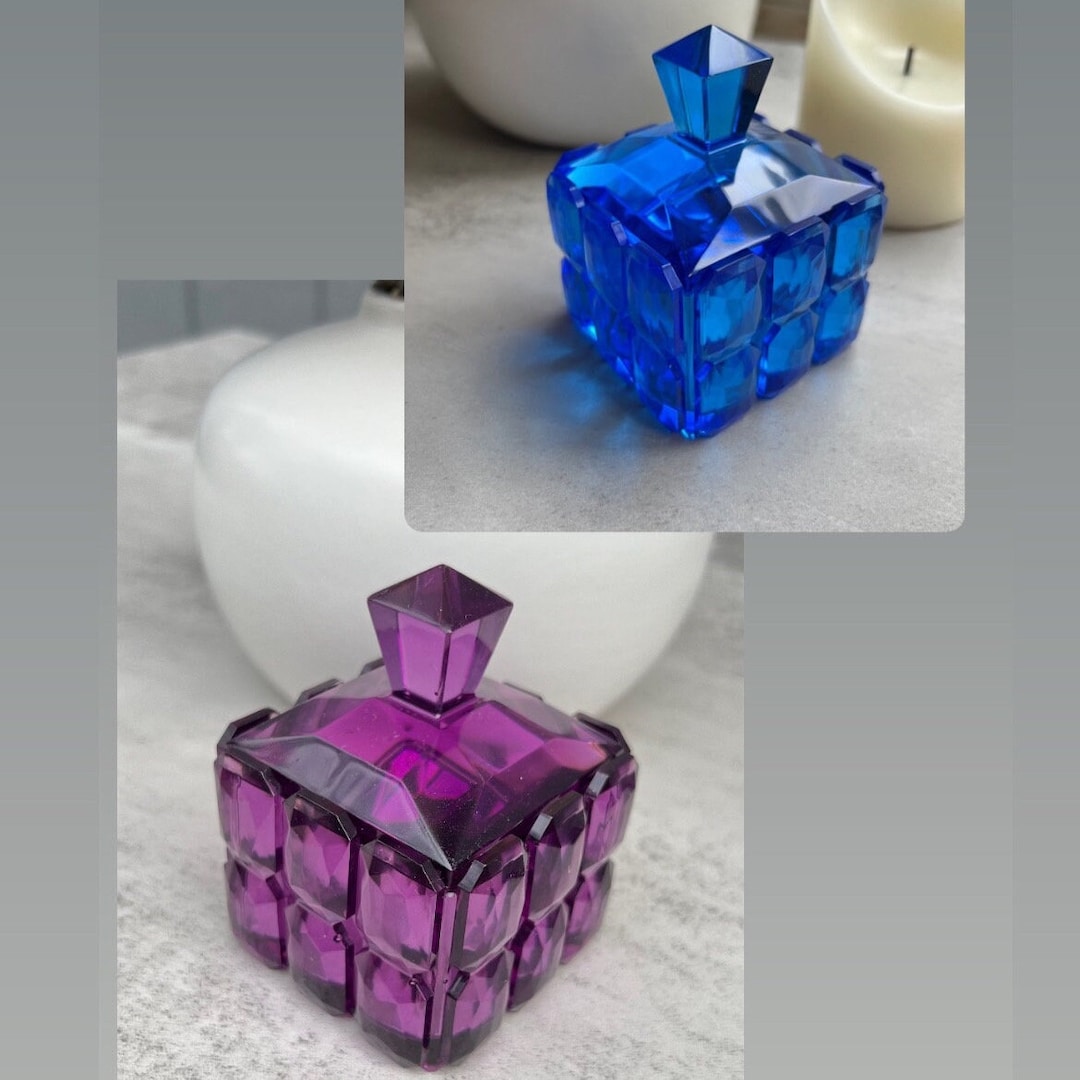 Small Blue / Purple Jewelry Box, Epoxy Jewelry Storage, Gift Jewelry ...