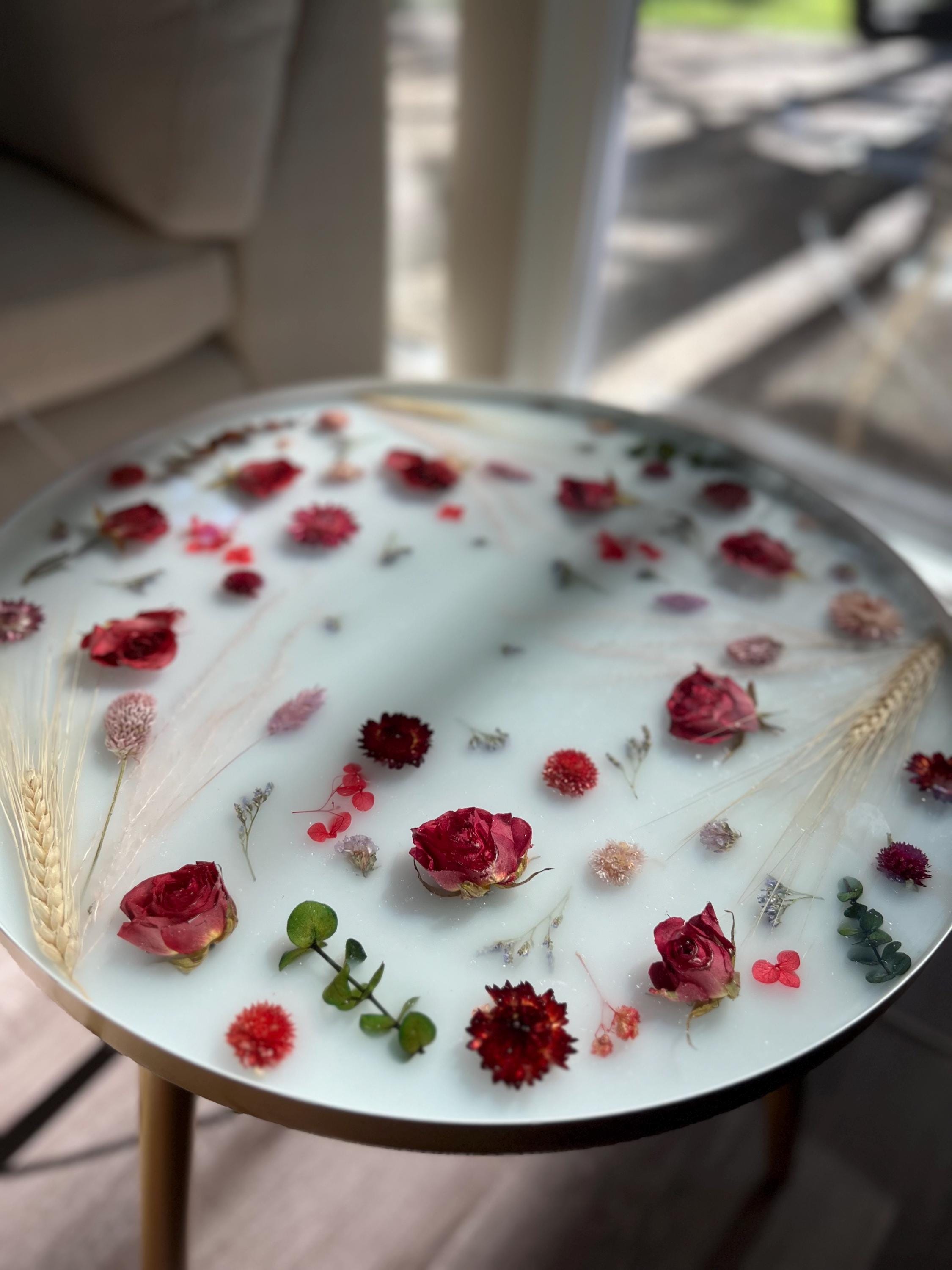 Epoxy Coffee Table, Side Table Floral Handcrafted Epoxy Small Table - Etsy