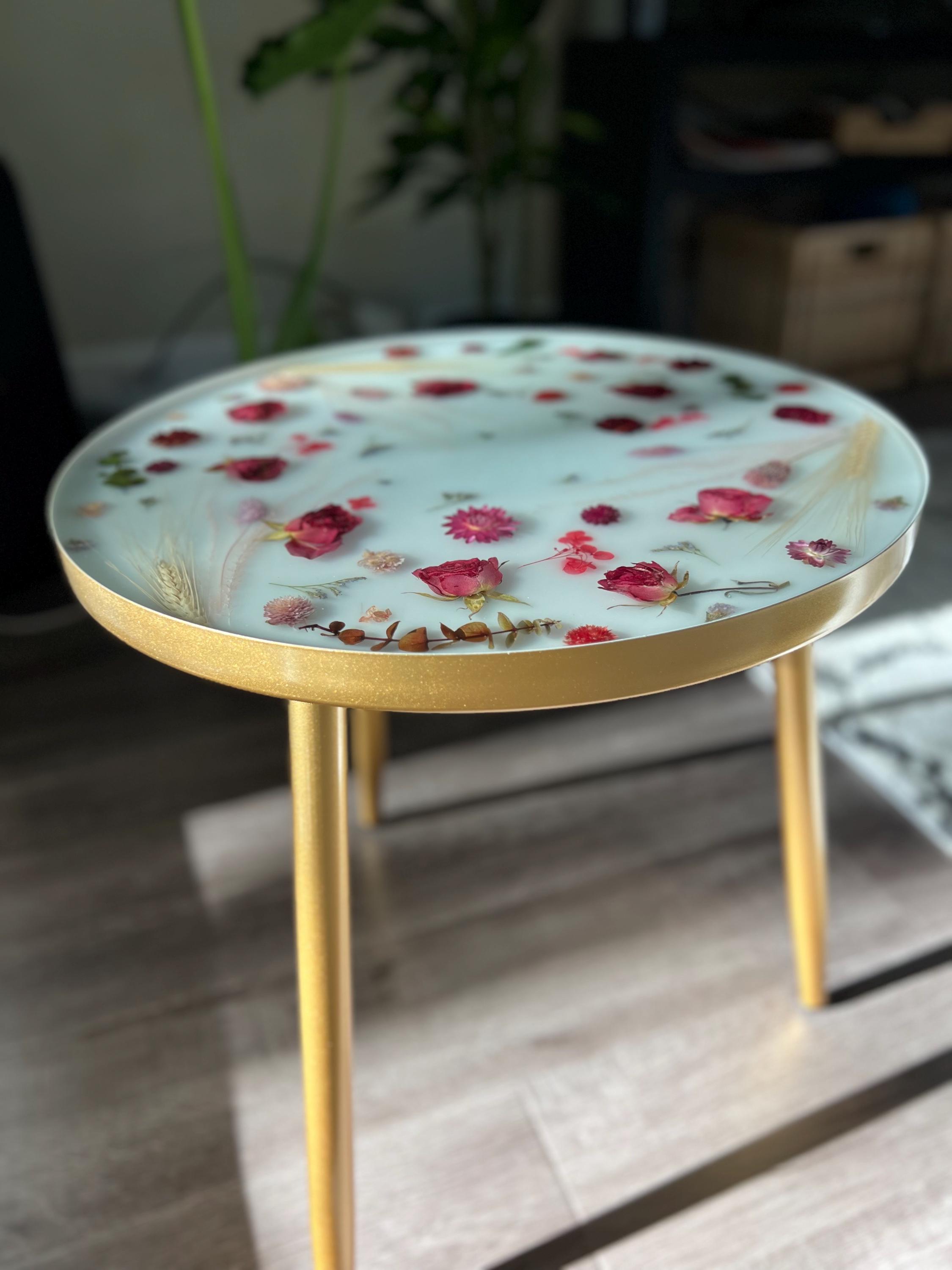 Epoxy Coffee Table, Side Table Floral Handcrafted Epoxy Small Table - Etsy