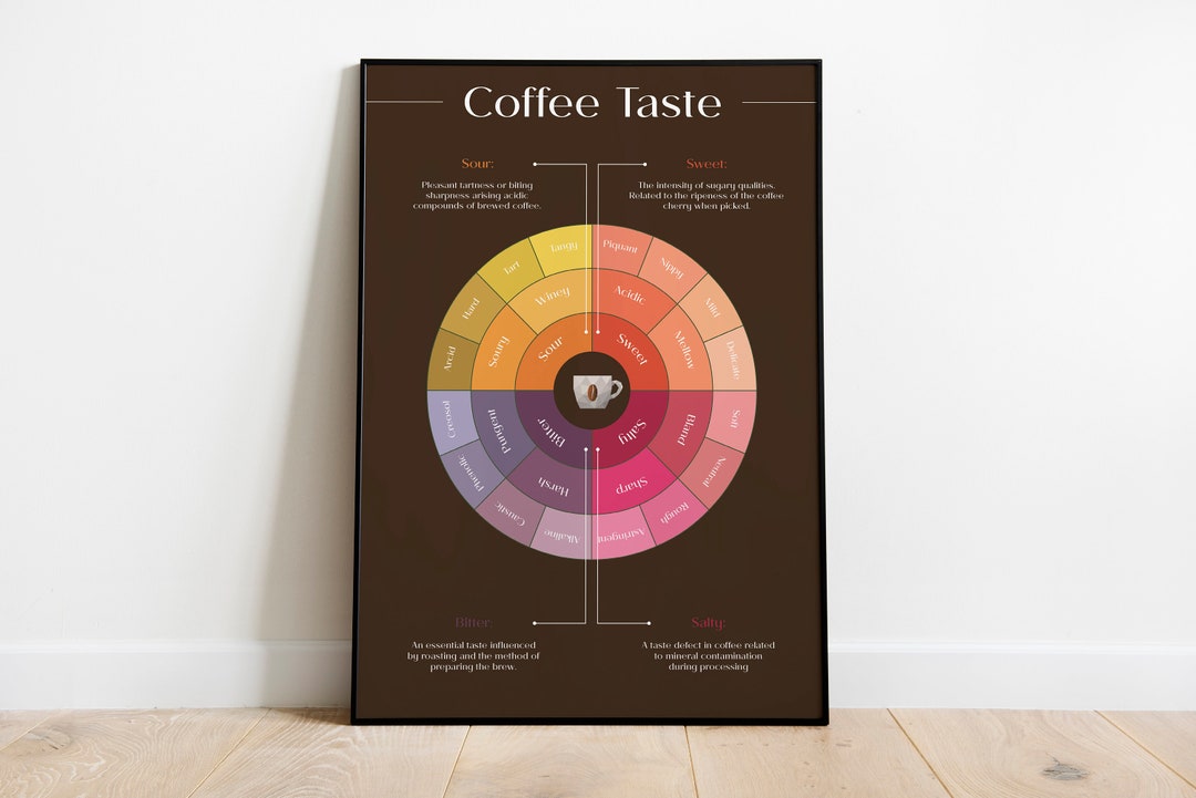 Coffee Taste Wheel, Flavour Wheel, Coffee Poster, Printed Illustration ...