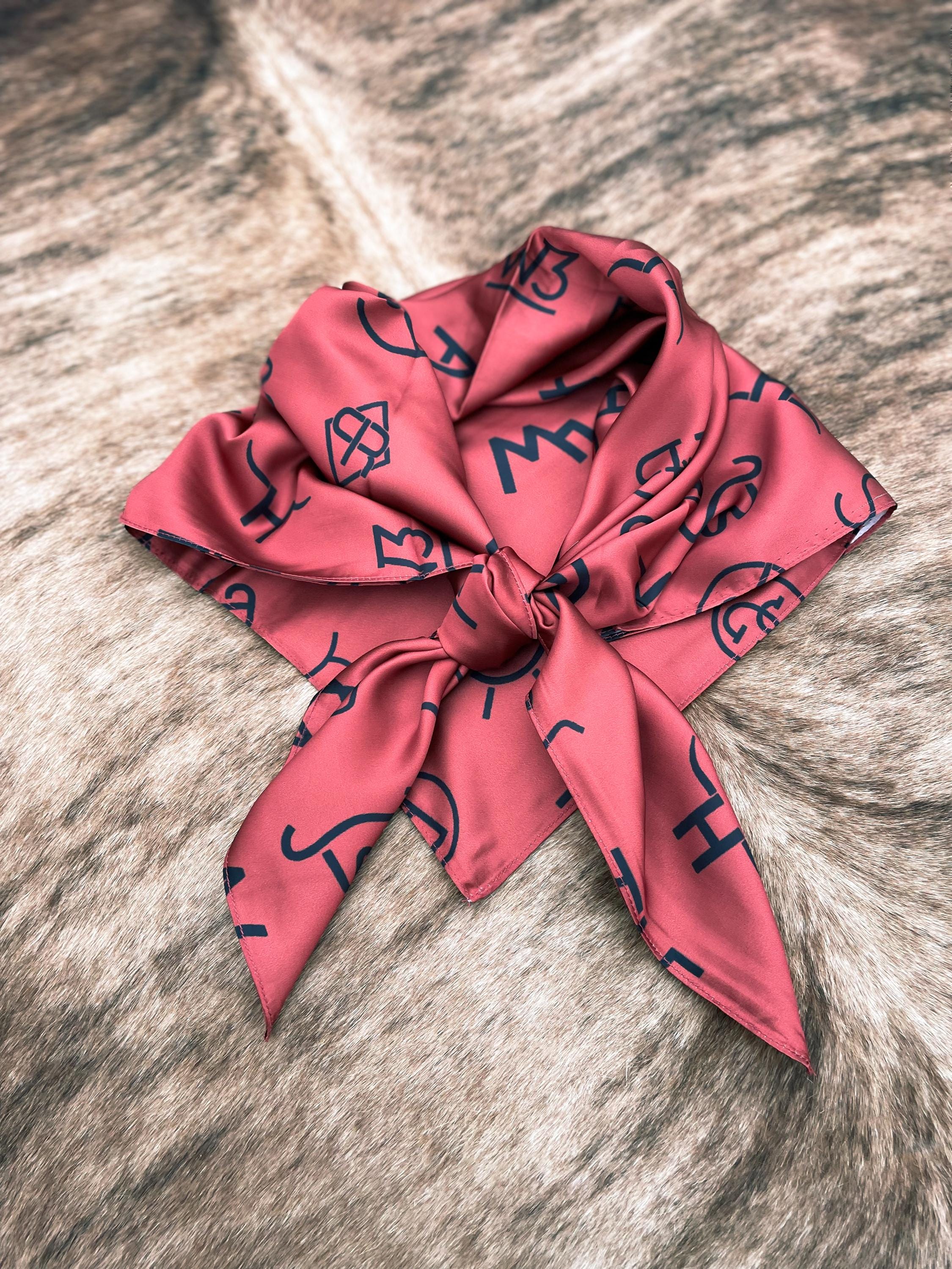 Burnt Orange Branded Wild Rag, Western Branded Wild Rag 35"x35", Cowboy ...