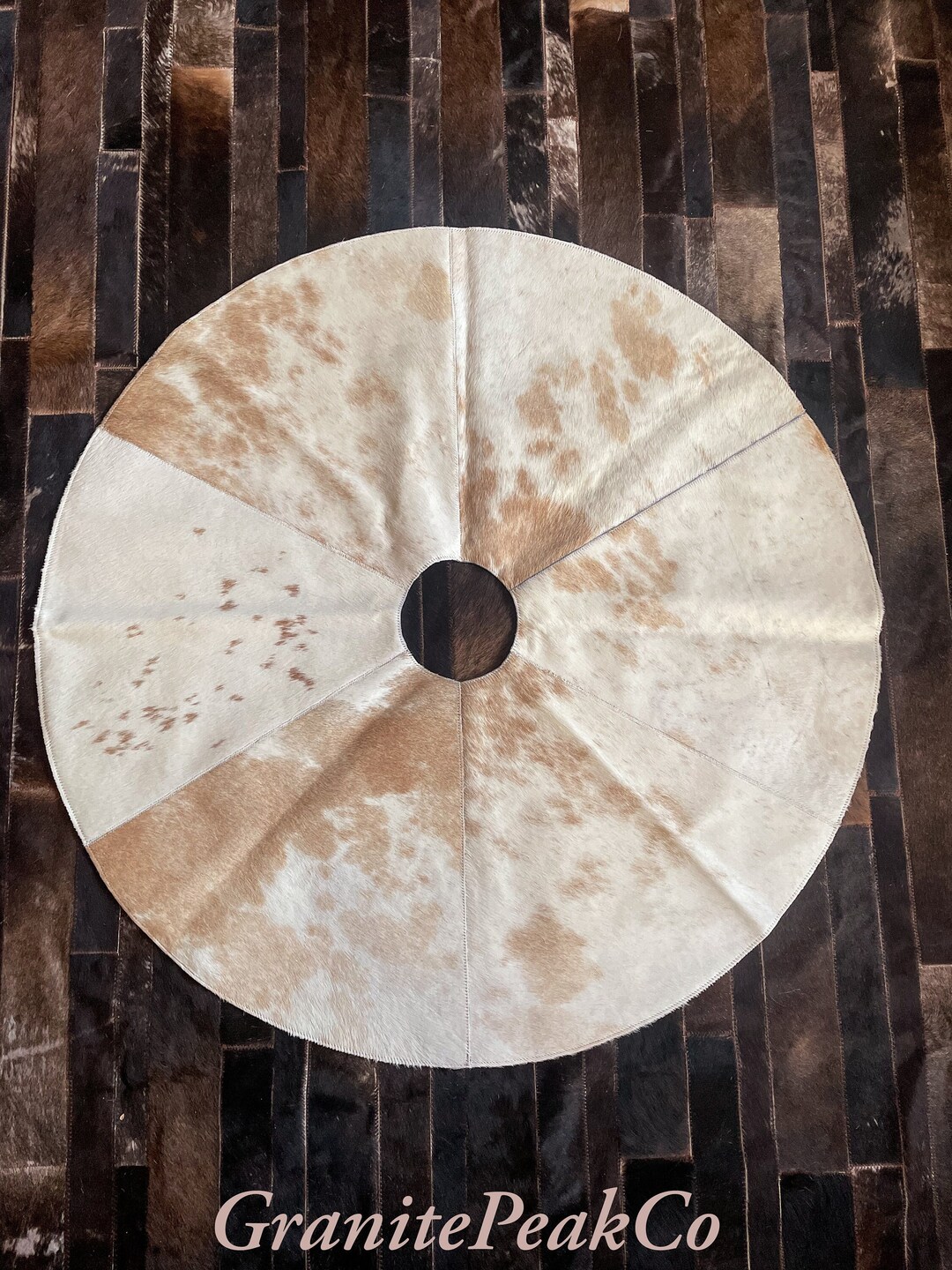100% Real Cowhide Brown and White Tree Skirt, Holiday Tree Skirts, Real ...