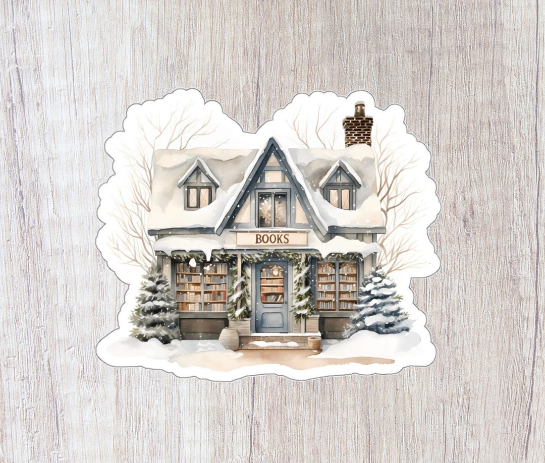 Charming Winter Bookstore Sticker | Winter Book Sticker | Winter Book ...