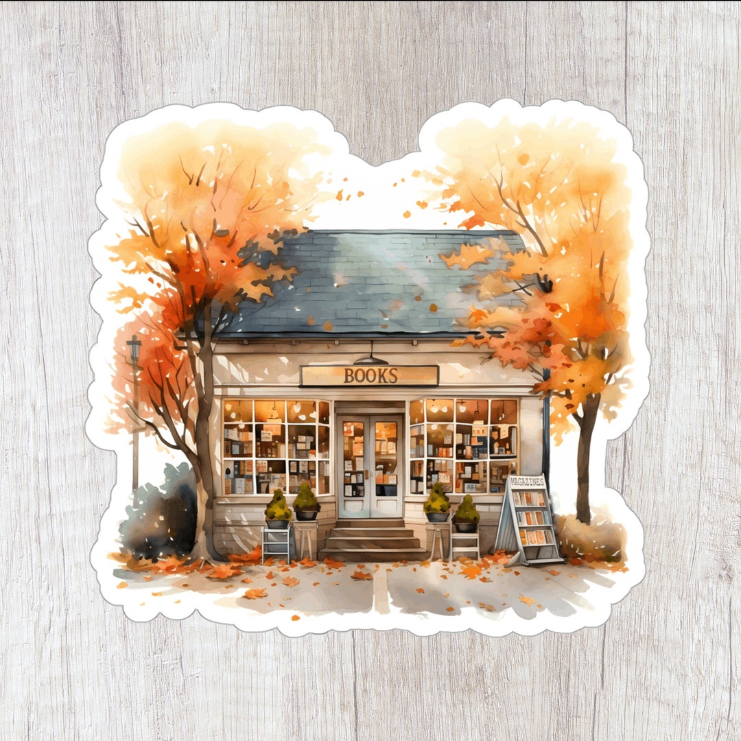 Fall Bookstore Sticker | Bookstore Sticker Watercolor Style | Bookstore ...
