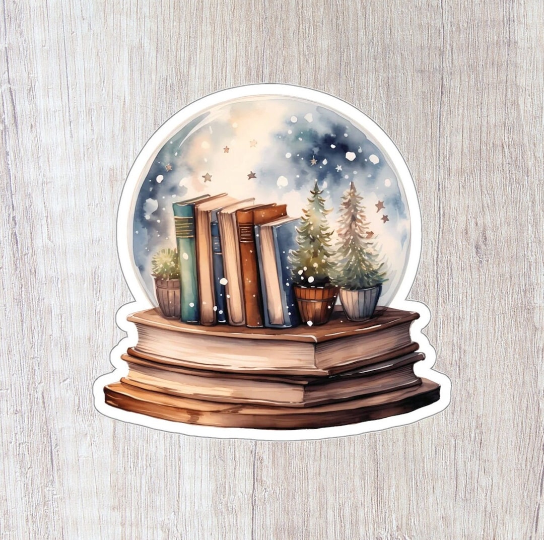 Reading Snow Globe Sticker | Winter Book Lover Sticker | Book Lover ...