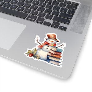 Snowman With Books Sticker | Winter Book Lover Sticker | Winter Snowman ...