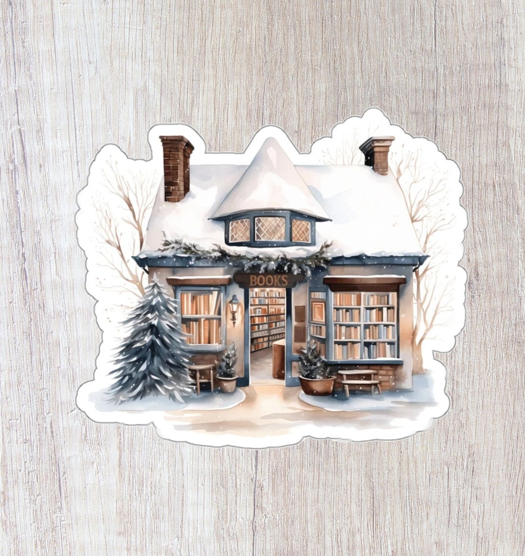 Cozy Winter Bookstore Sticker | Winter Book Sticker | Winter Book Shop ...