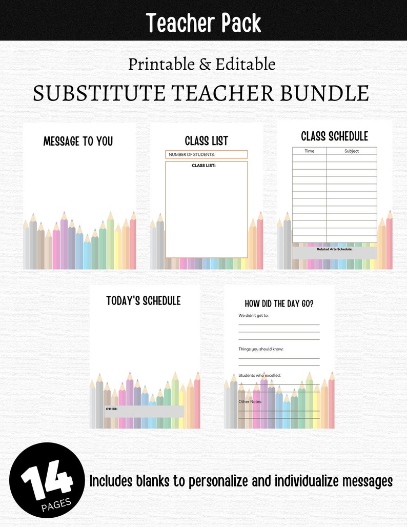 Substitute Teacher Binder Bundle Art Theme - Etsy