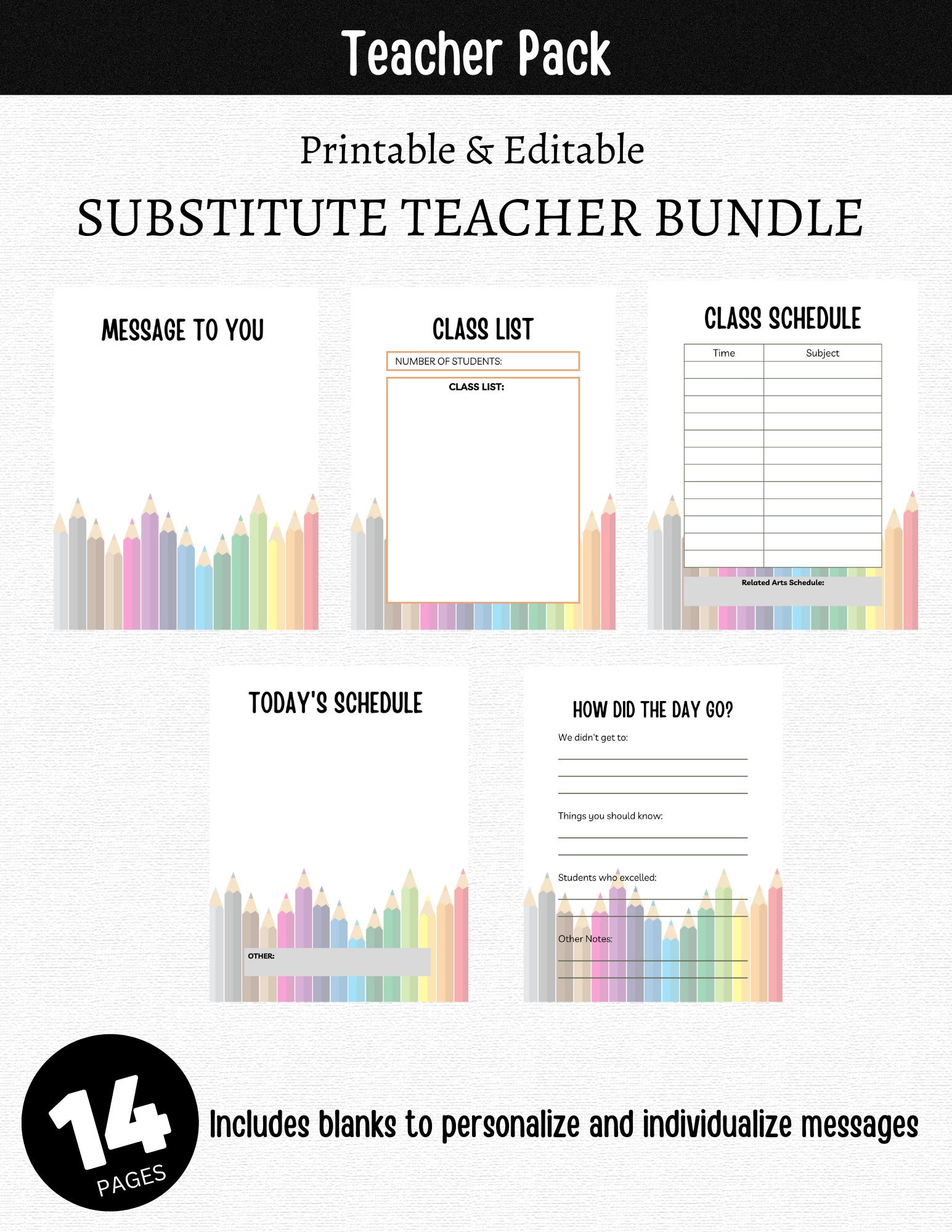 Substitute Teacher Binder Bundle Art Theme - Etsy