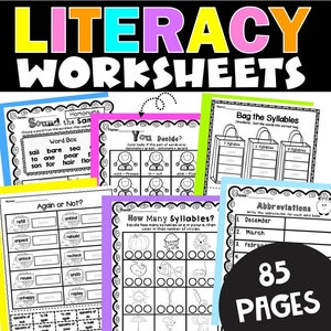 75-page Literacy Grammar Practice Worksheet Bundle for 1st 2nd 3rd ...