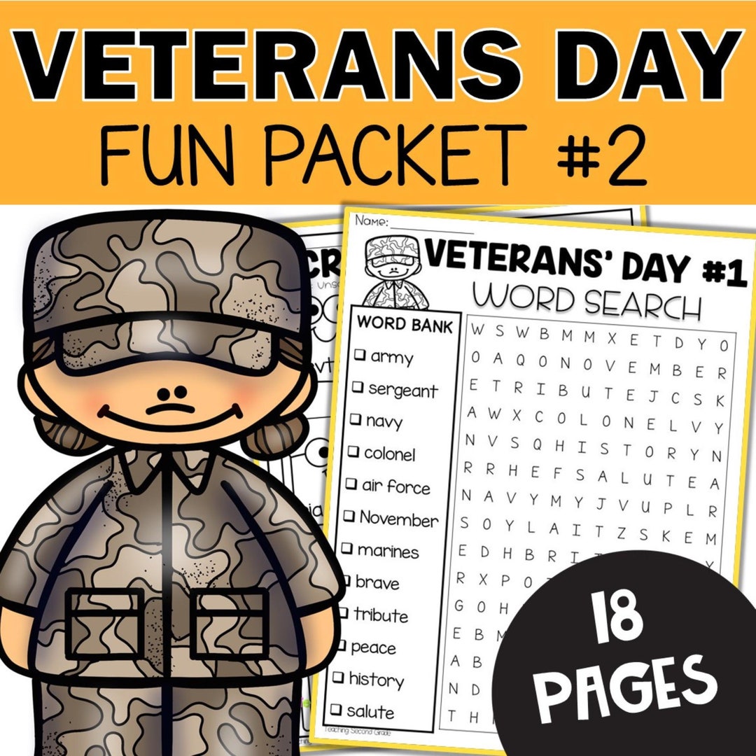 Veterans Day Printables for Kids 1st, 2nd, 3rd Grade or Homeschool Word ...