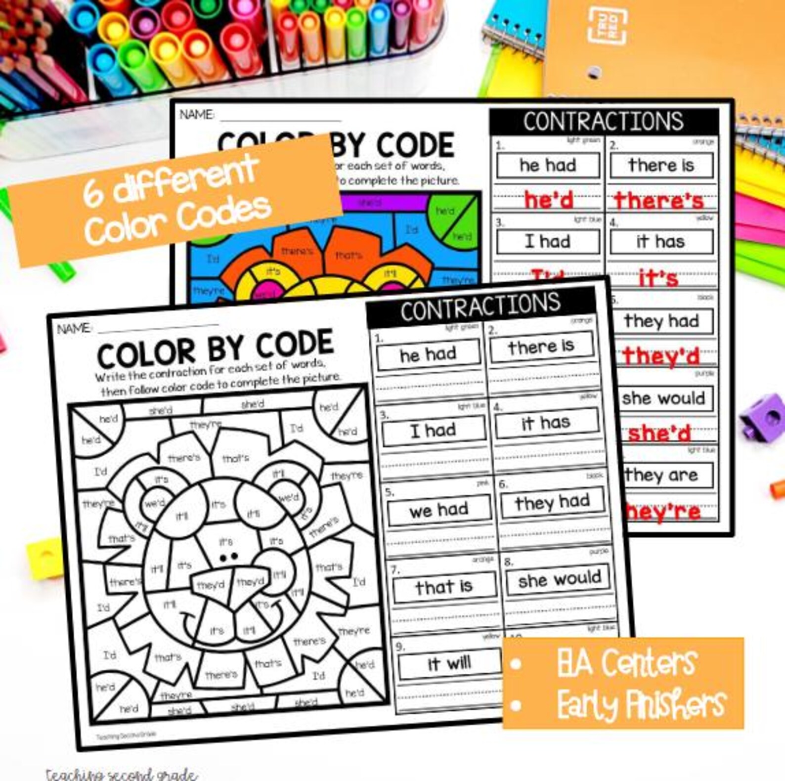 Kids Monthly Color by Code Worksheet Bundle Grammar Reading Activities ...