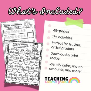 Kids Money Activity Worksheet Bundle 1st 2nd 3rd Grade Math Games ...