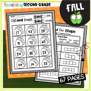Fall Themed Math and Reading Printable Worksheets Bundle for 1st 2nd ...
