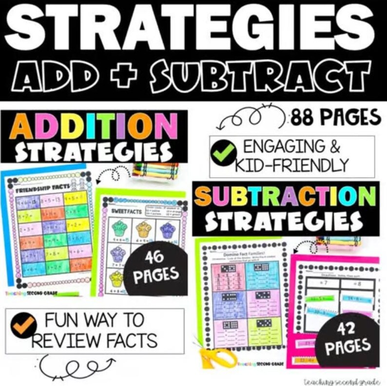 88-page Printable Math Addition and Subtraction Worksheet Bundle 1st ...