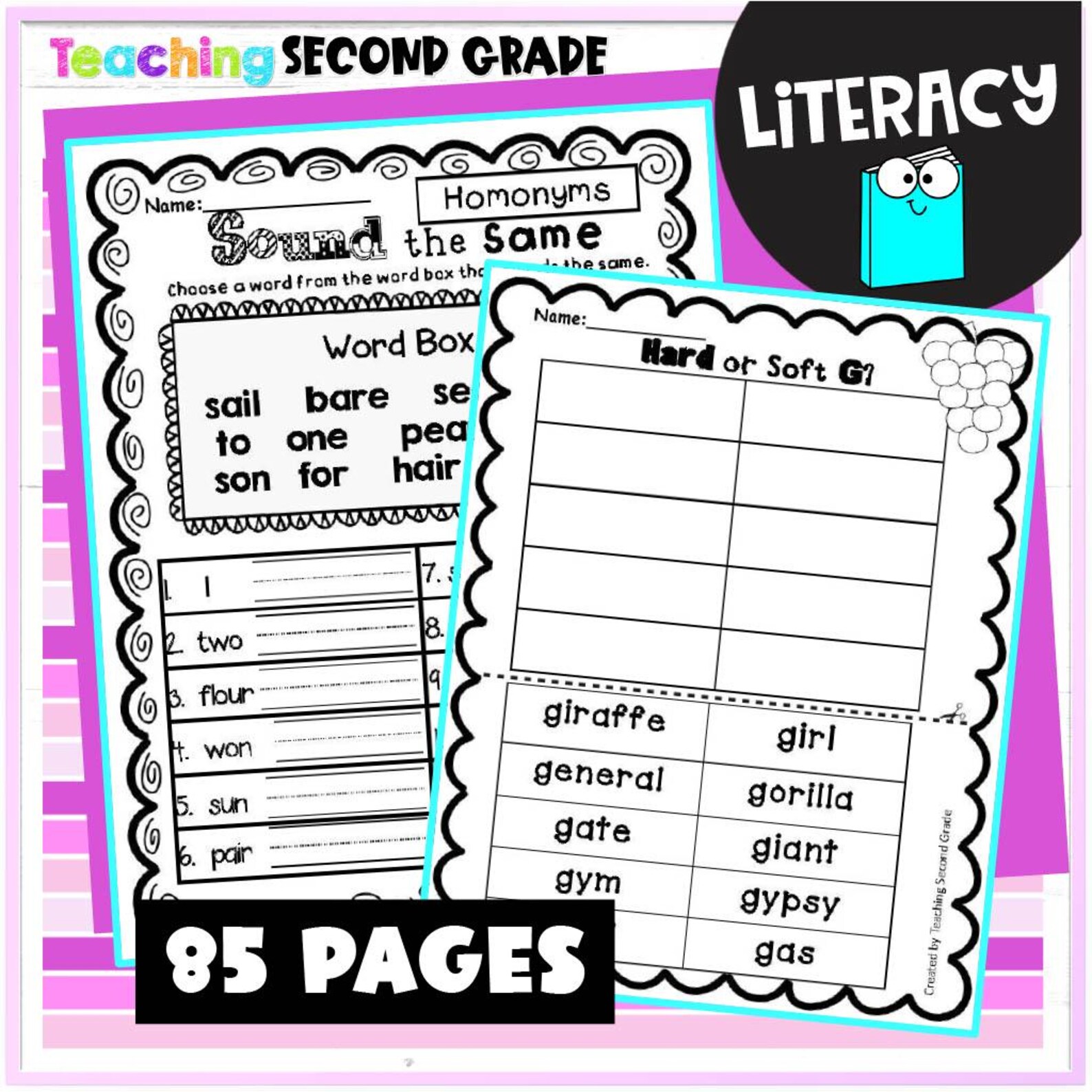 75-page Literacy Grammar Practice Worksheet Bundle for 1st 2nd 3rd ...