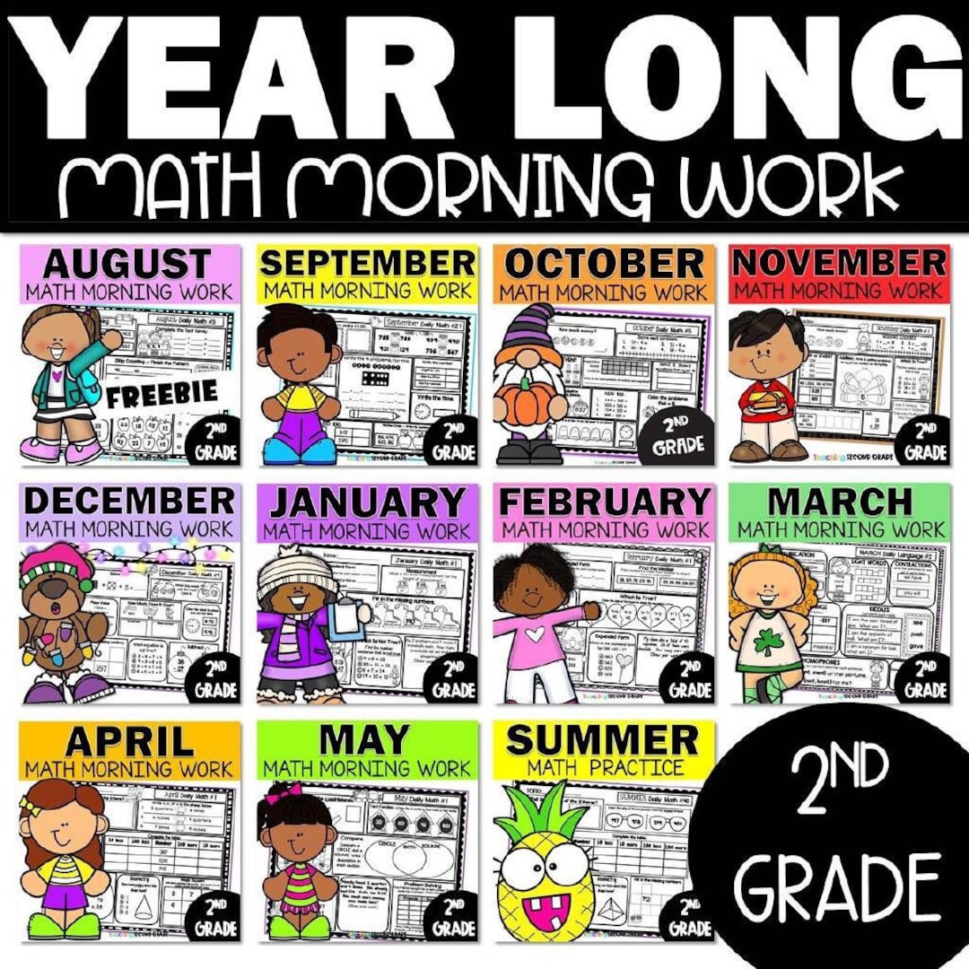 YEAR Long Daily Math Worksheet Bundle September Activities for Second ...