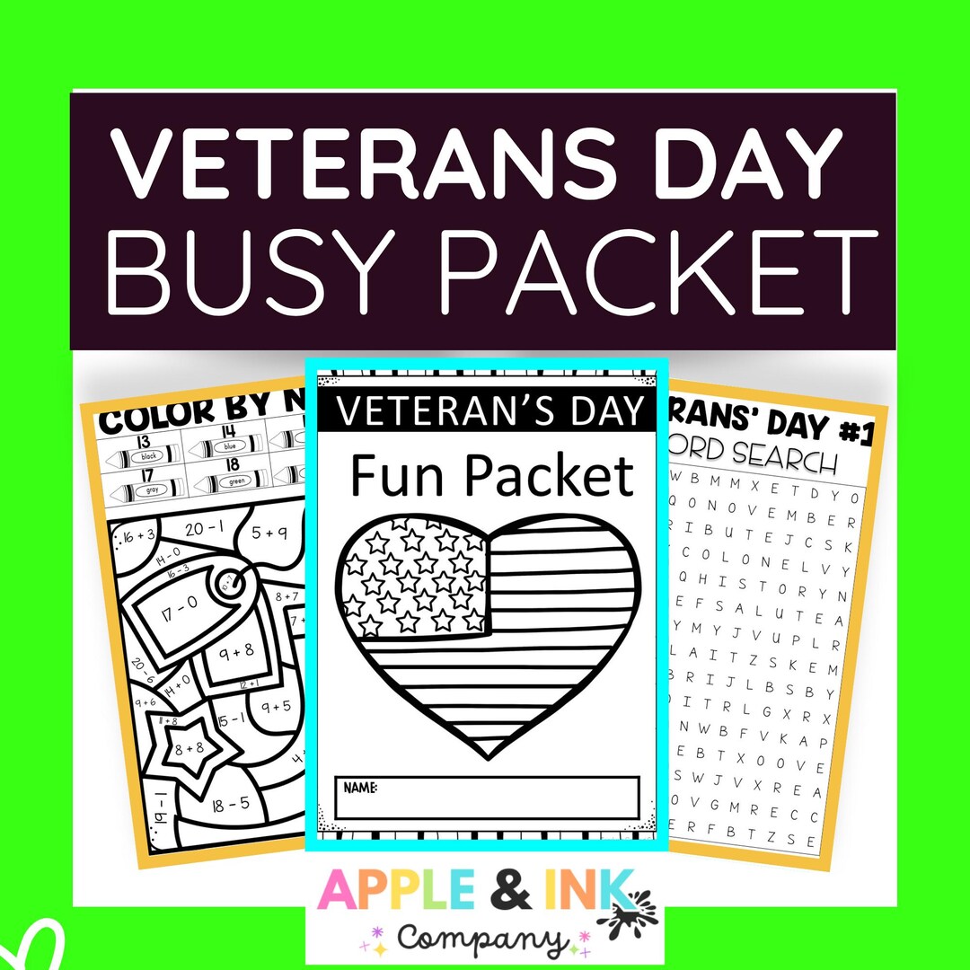 Veterans Day Fun Packet for Kids | 1st 2nd Grade Worksheets | Math, ELA ...