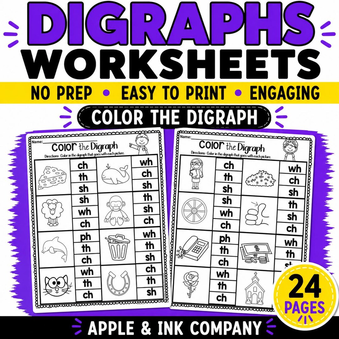Consonant Digraph Worksheets for Kids | Phonics Activities Ch Sh Th Wh ...
