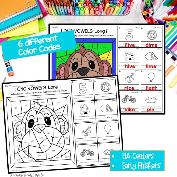 Kids Monthly Color by Code Worksheet Bundle Grammar Reading Activities ...