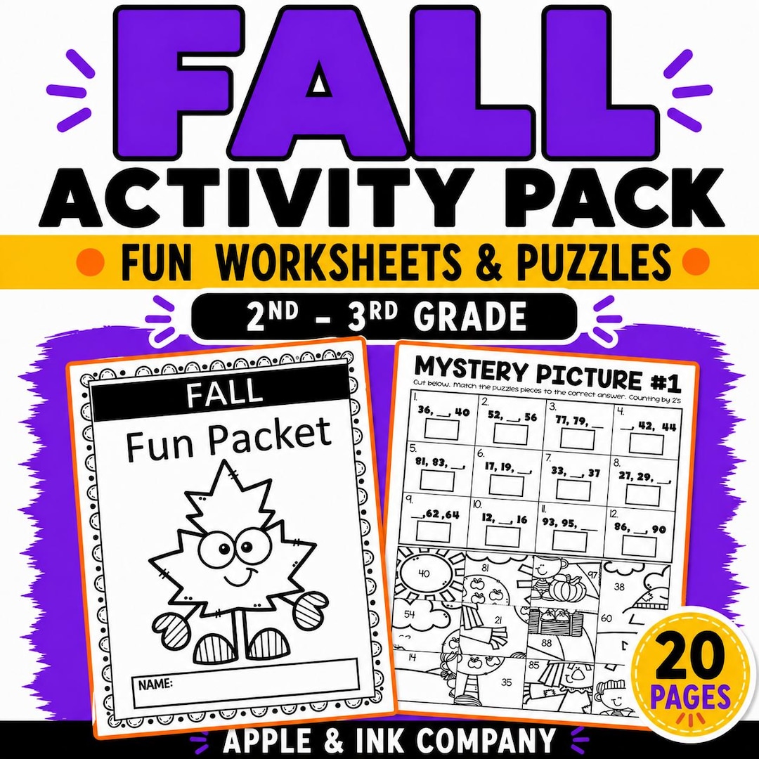 Fall Busy Pack | Fun Activity Packet for Kids | 1st 2nd Grade ...
