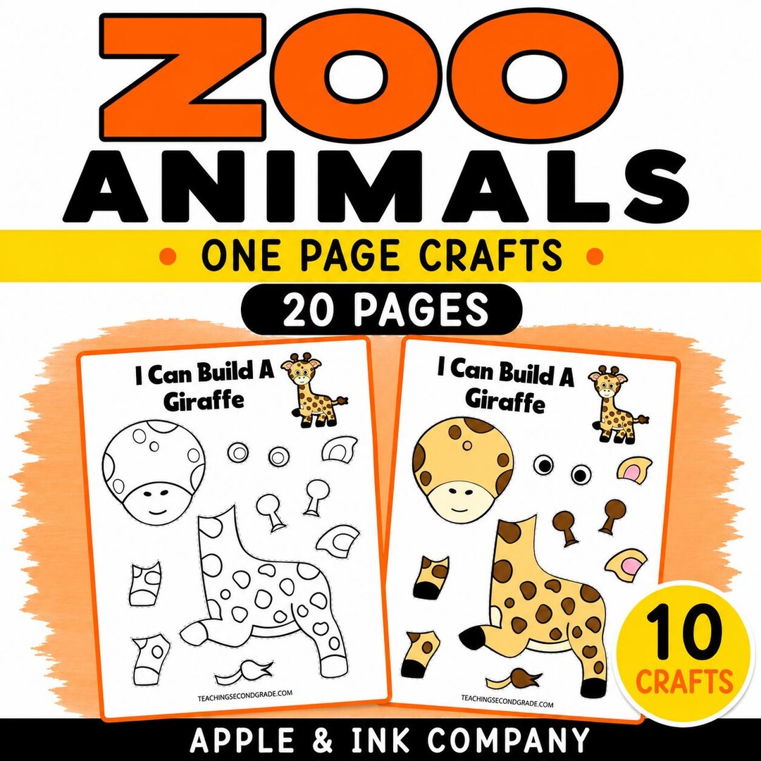 Zoo Animal Printable Crafts Scissor Skills Cutting Paper Animals ...