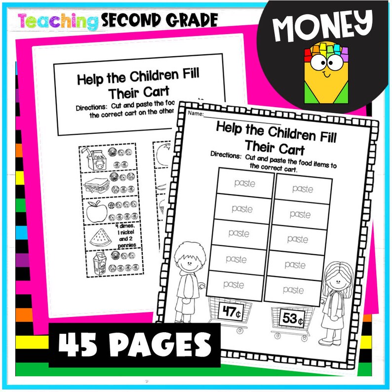 Kids Money Activity Worksheet Bundle 1st 2nd 3rd Grade Math Games ...