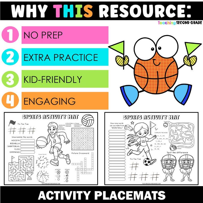 Sports Activity Printable Coloring Placemat Basketball Coloring Sheet ...