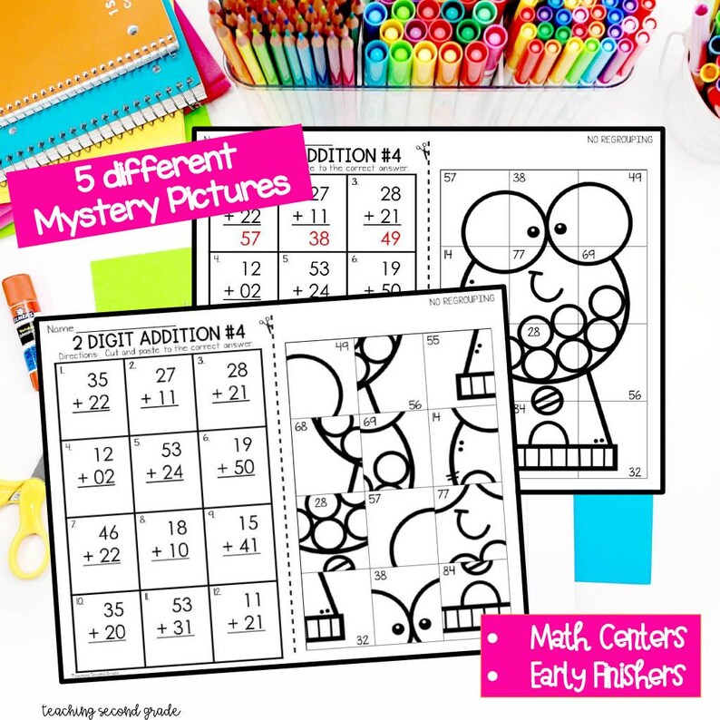 Math Puzzle Coloring Sheet Worksheet Bundle Printable Math Activities ...