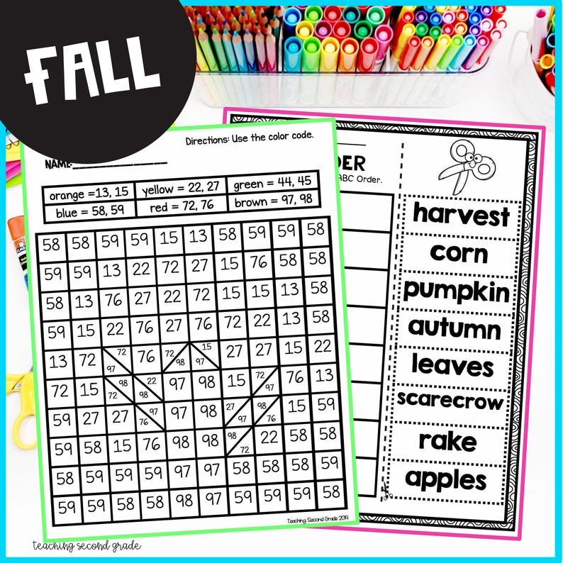 29-page Fall Themed Printable Worksheets for 1st 2nd 3rd Grade Early ...