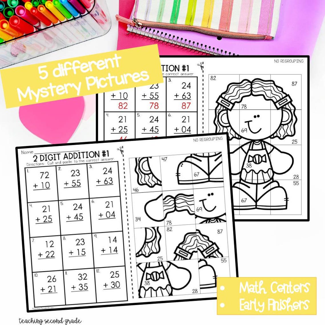 Math Puzzle Coloring Sheet Worksheet Bundle Printable Math Activities ...
