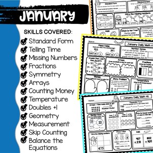 YEAR Long Daily Math Worksheet Bundle September Activities for Second ...